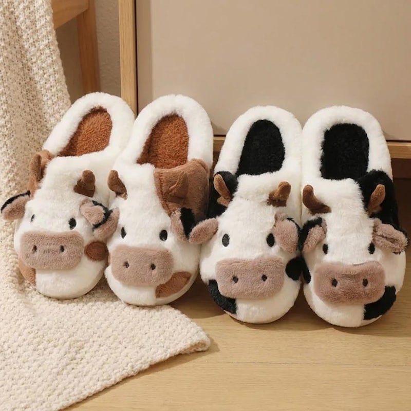 Cow Slippers House Shoes - Etsy UK