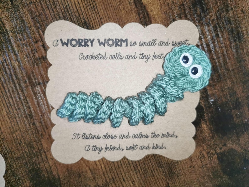 Crochet Worry Worm With Poem Card, Comfort, Fidget. - Etsy UK