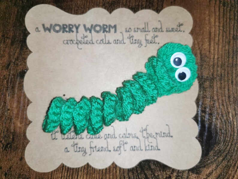 Crochet Worry Worm With Poem Card, Comfort, Fidget. - Etsy UK