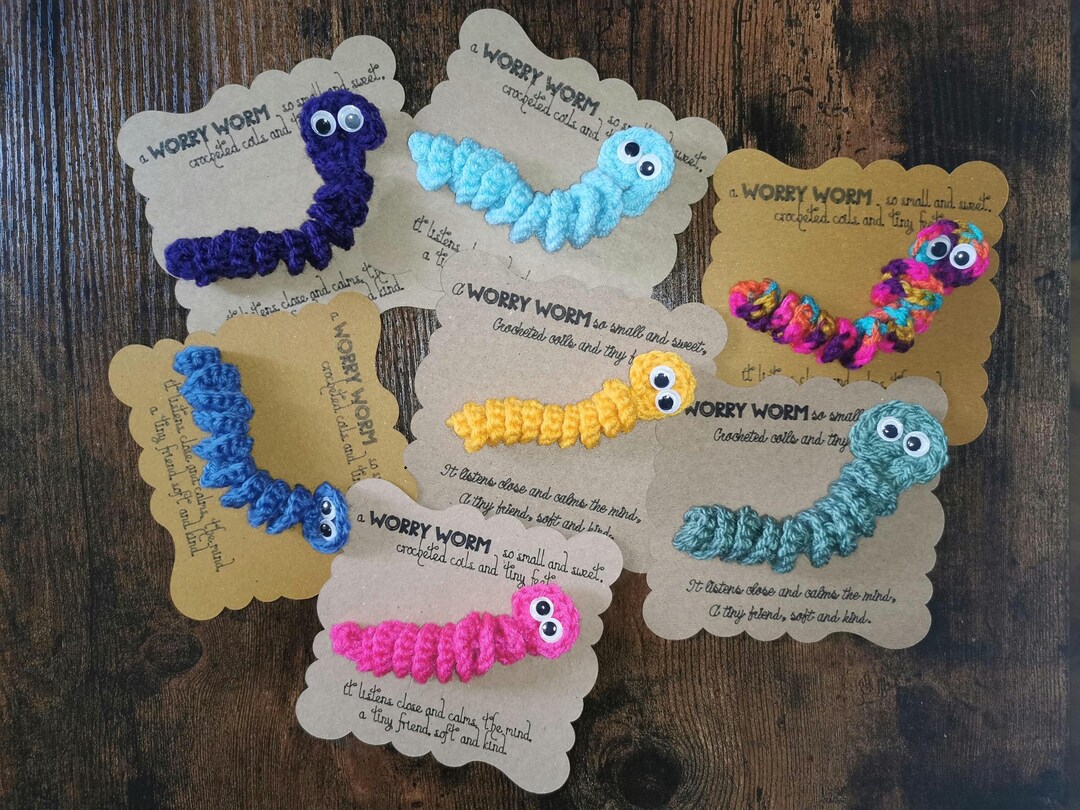 Crochet Worry Worm With Poem Card, Comfort, Fidget. - Etsy UK
