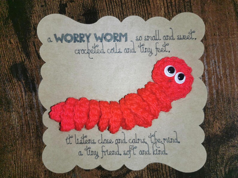 Crochet Worry Worm With Poem Card, Comfort, Fidget. - Etsy UK