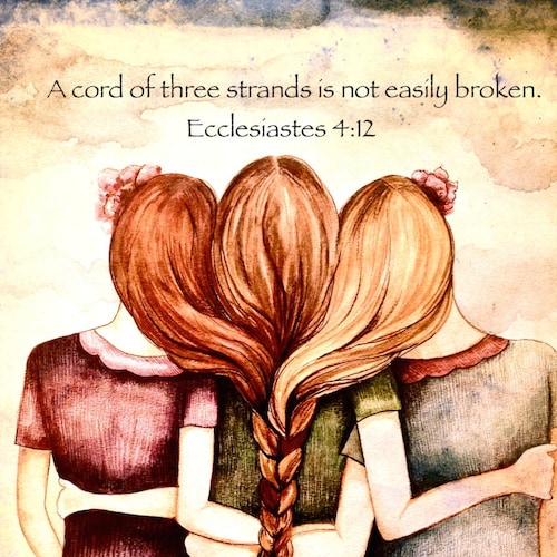 Siblings Gift Three Sisters Art Print A Cord of Three - Etsy