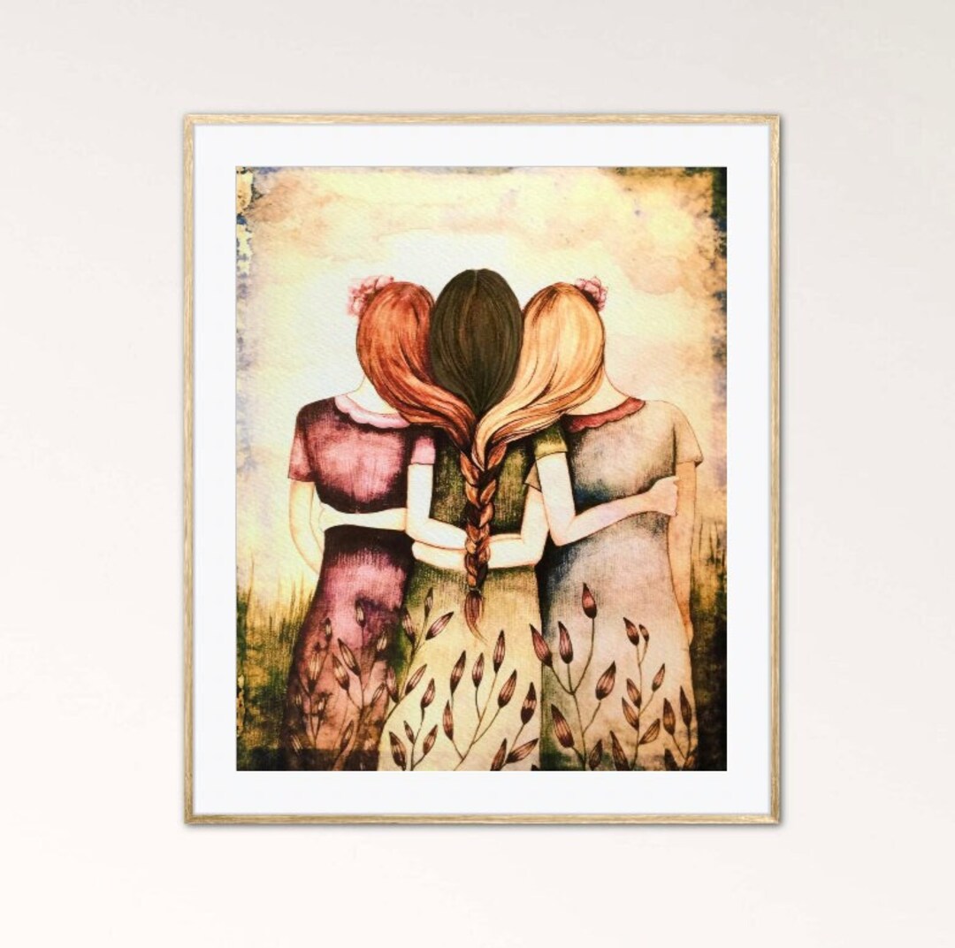 Personalized Sister Portrait Print, Custom Birthday Gift - Etsy Canada