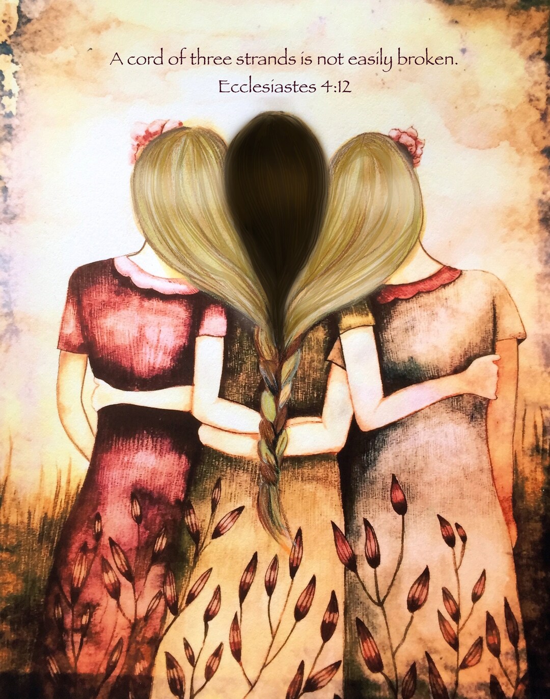 Sibling Gift Three Sisters Art Print A Cord of Three Strands is Not ...