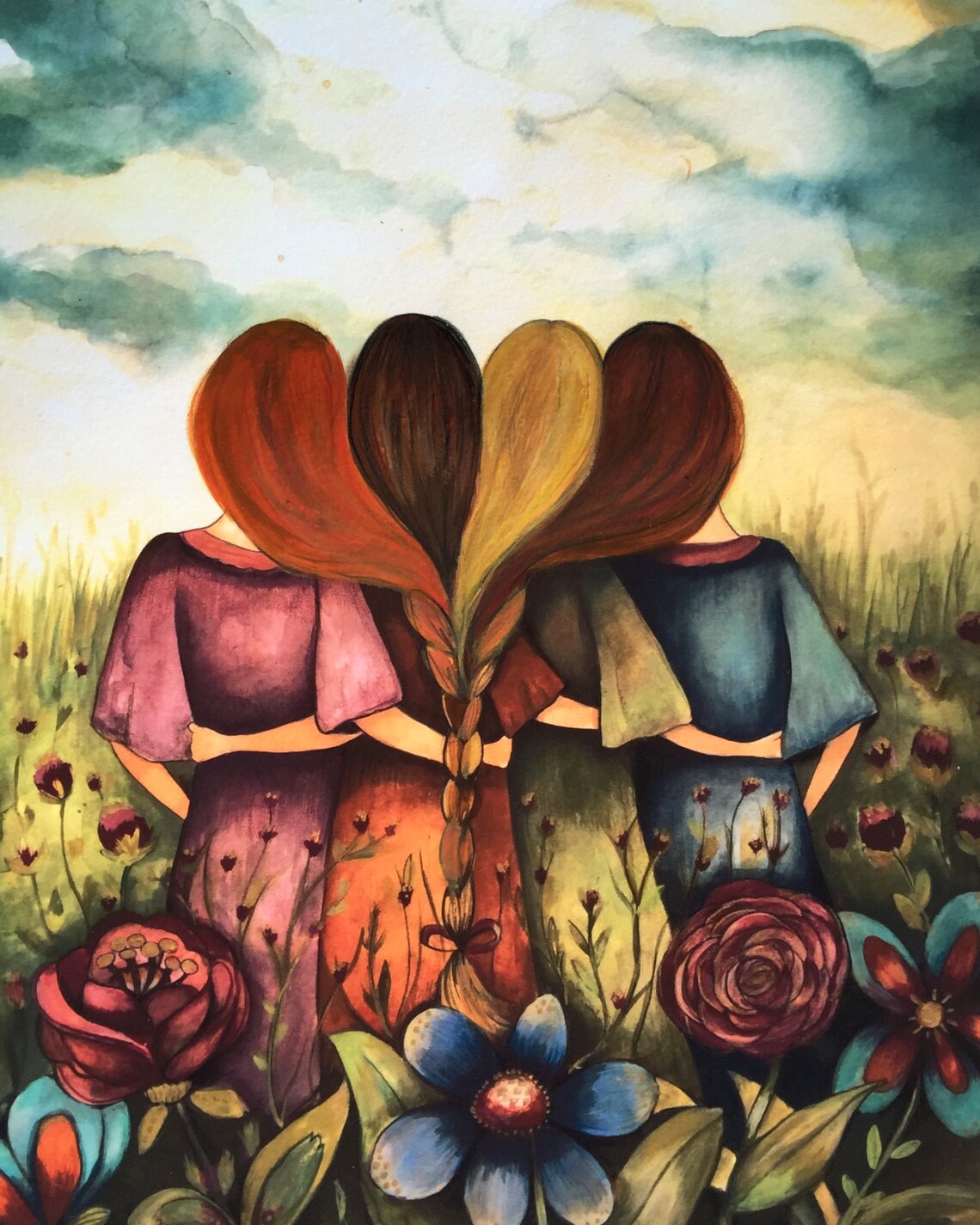 Sisters Art Print, Friendship Gift, Claudia Tremblay Art - Etsy