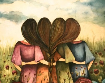 The Four Sisters Best Friendsbridesmaids Present Art Print | Etsy