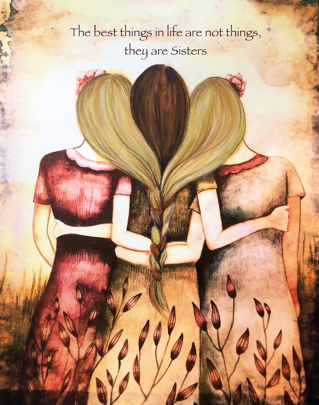 Personalized Sister Portrait Print, Custom Birthday Gift - Etsy