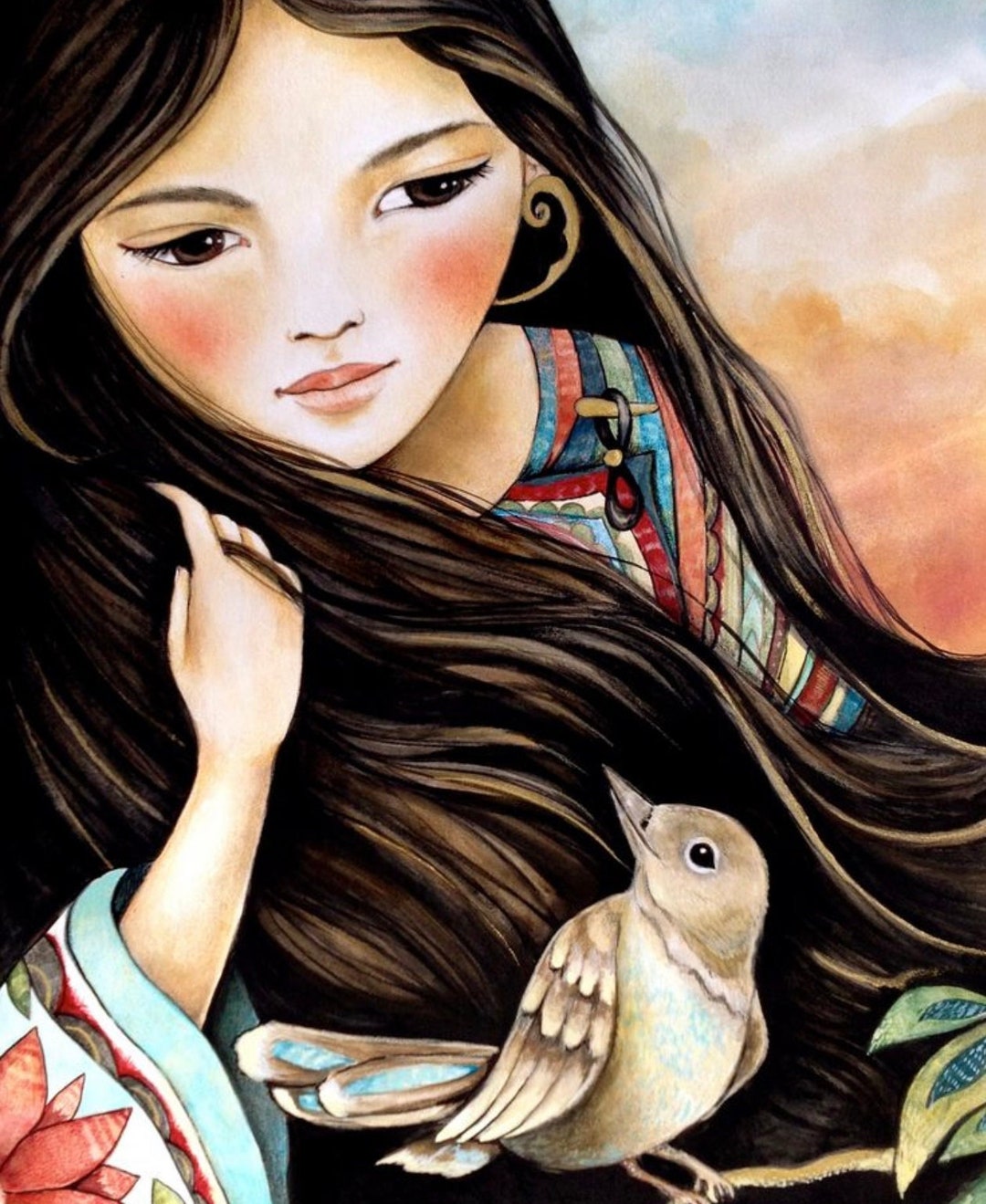 Cottage Core Art,portrait Art, Archival Print, Woman Wall Art, Feminine ...