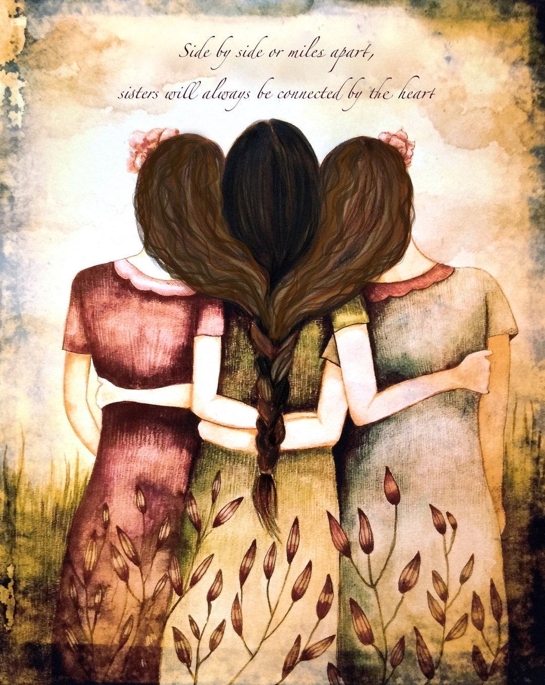 Personalized Sister Portrait, Custom Birthday Gift for Sister, Mother’s ...