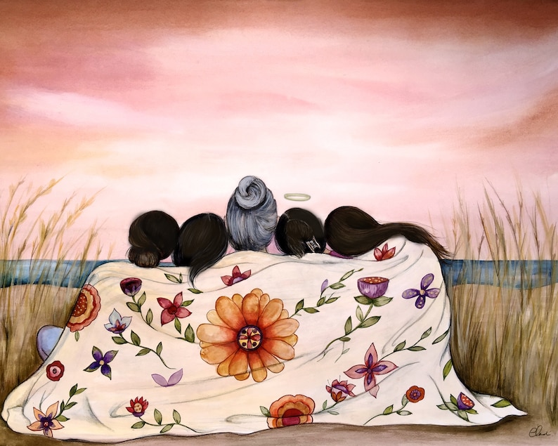 Five Sisters Best Friends With Brown and Blonde Hair Art Print - Etsy