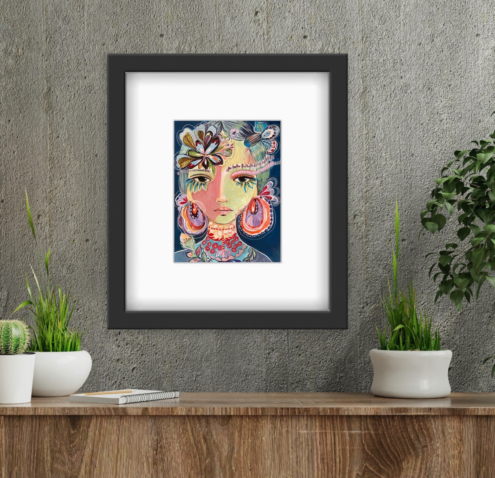 Naïve Portrait Art Print Jade. - Etsy