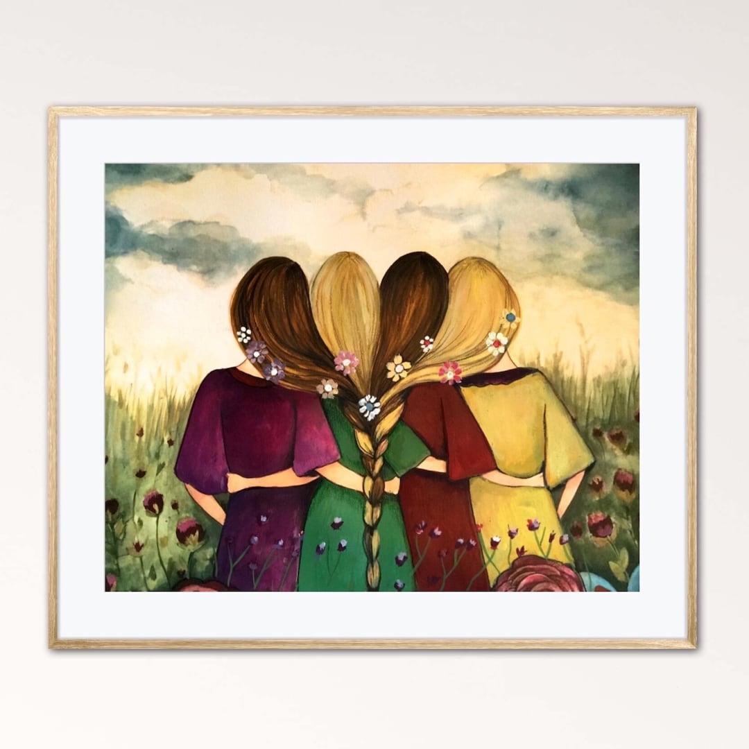 Four Sisters Art Print, Custom Sister Gift - Etsy