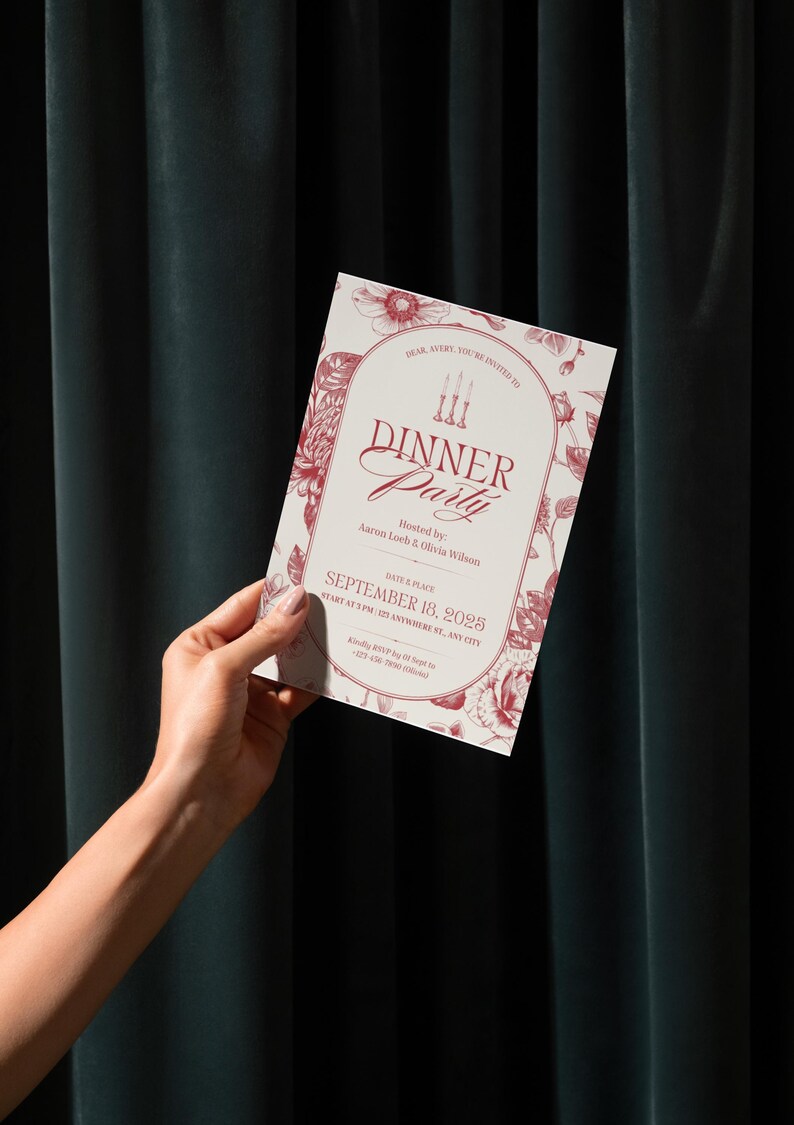 Dinner Party Invitation Card Template - Etsy