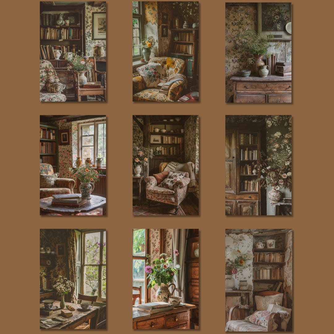Cottagecore Wall Art Set | Rustic English Interiors (digital Download ...