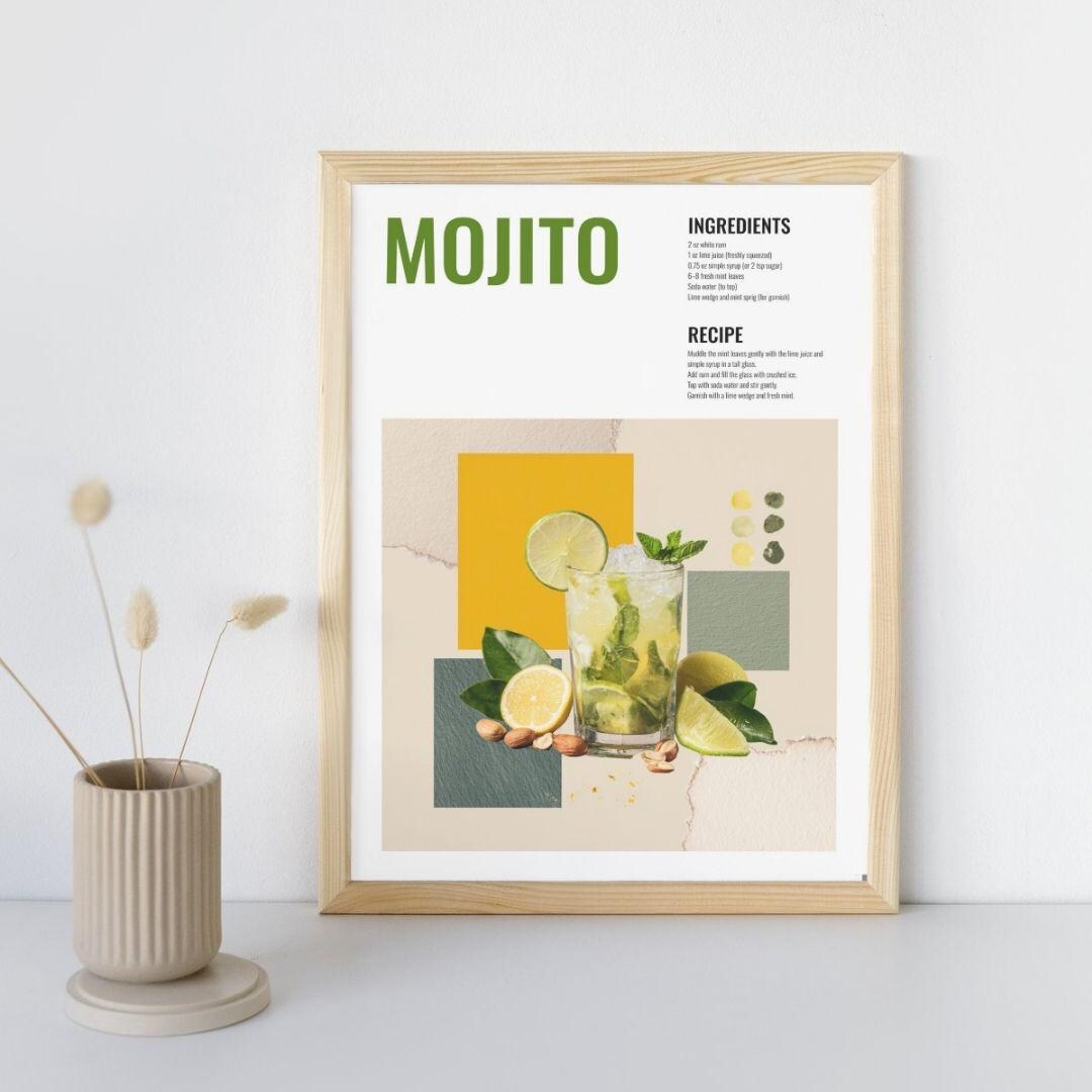 Mojito Cocktail Digital Poster, Printable Wall Art, Multi-format ...