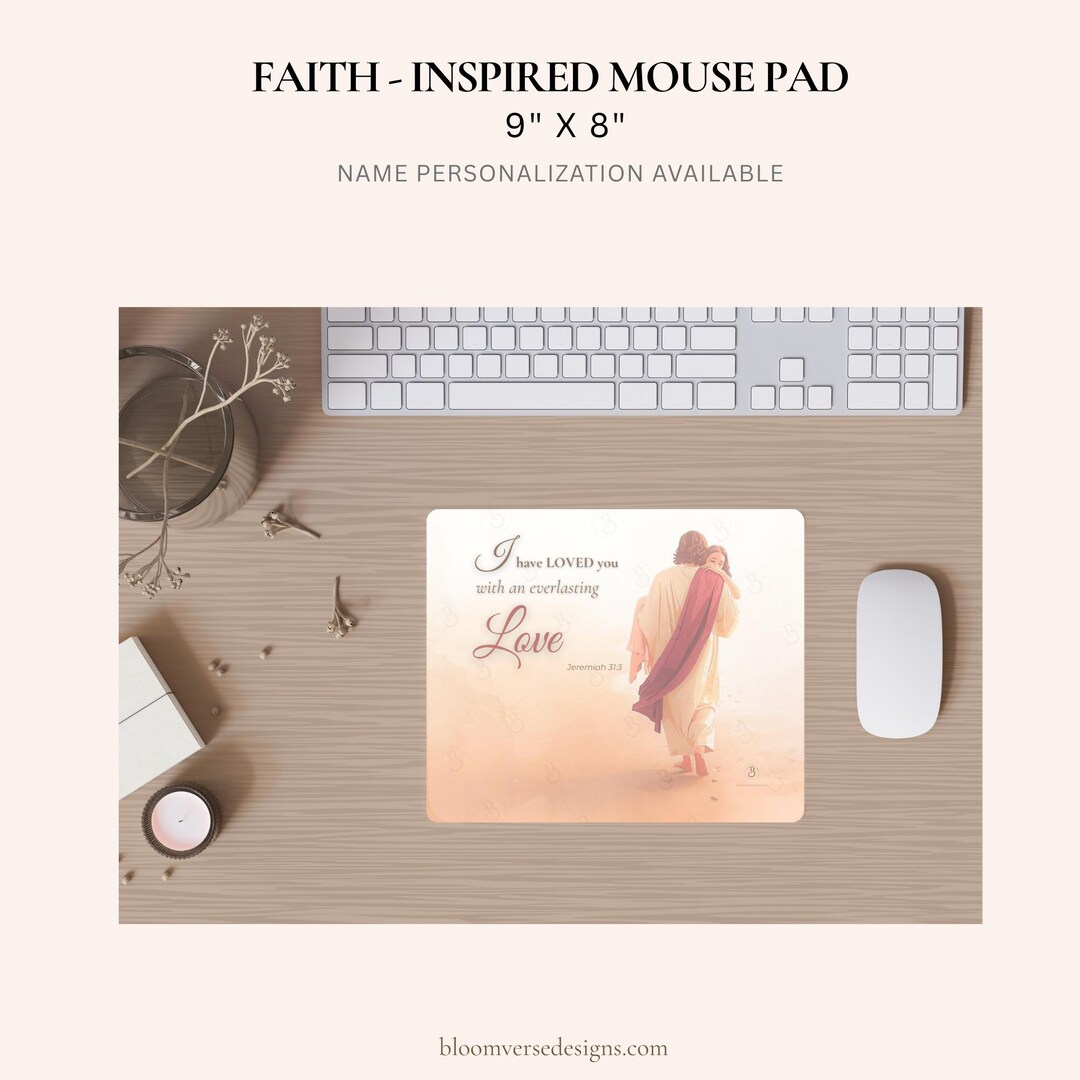 Personalized Christian Mouse Pad With Jeremiah 31:3 Scripture | Faith ...