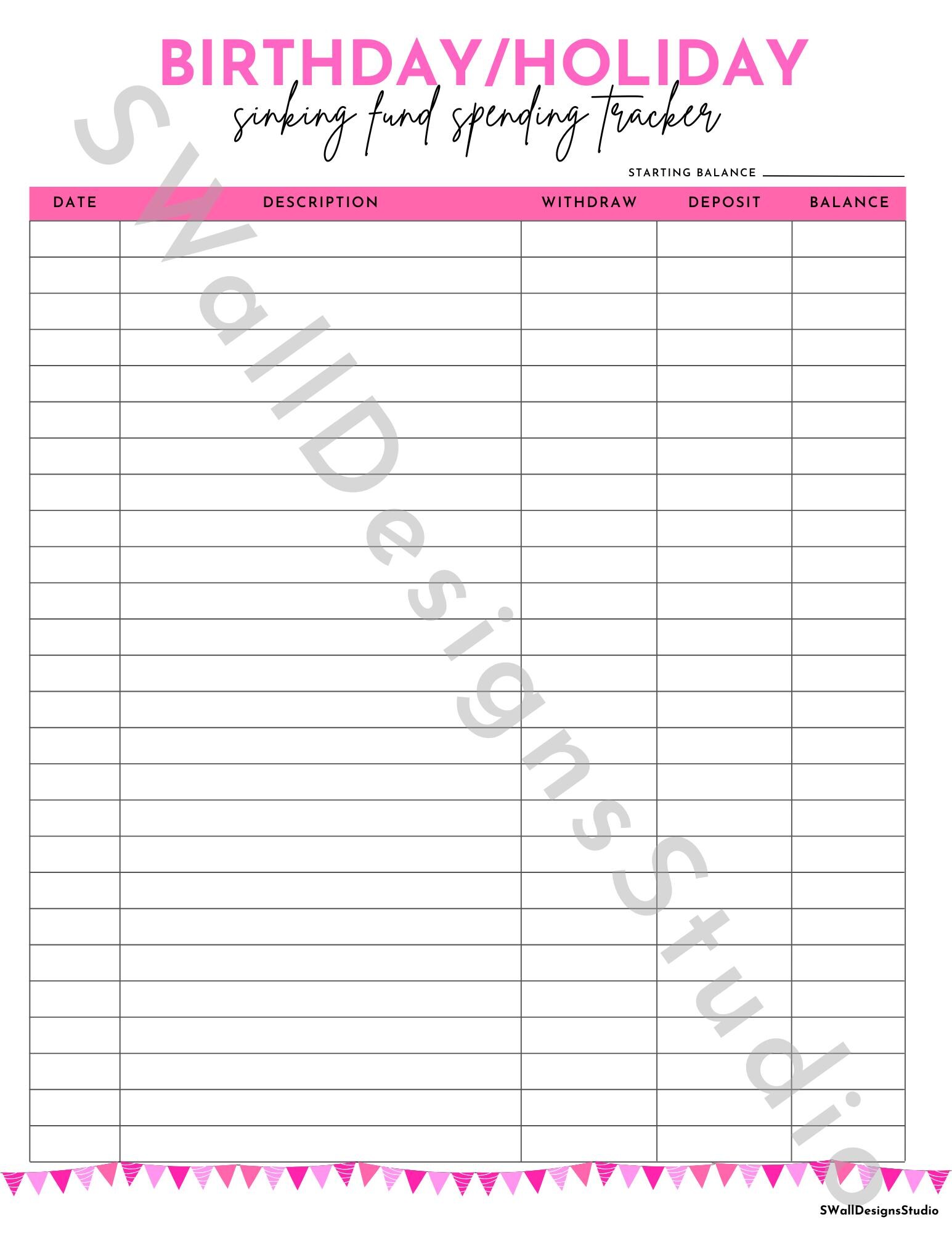 Birthday/holiday Sinking Fund Tracker Worksheet Set - Etsy