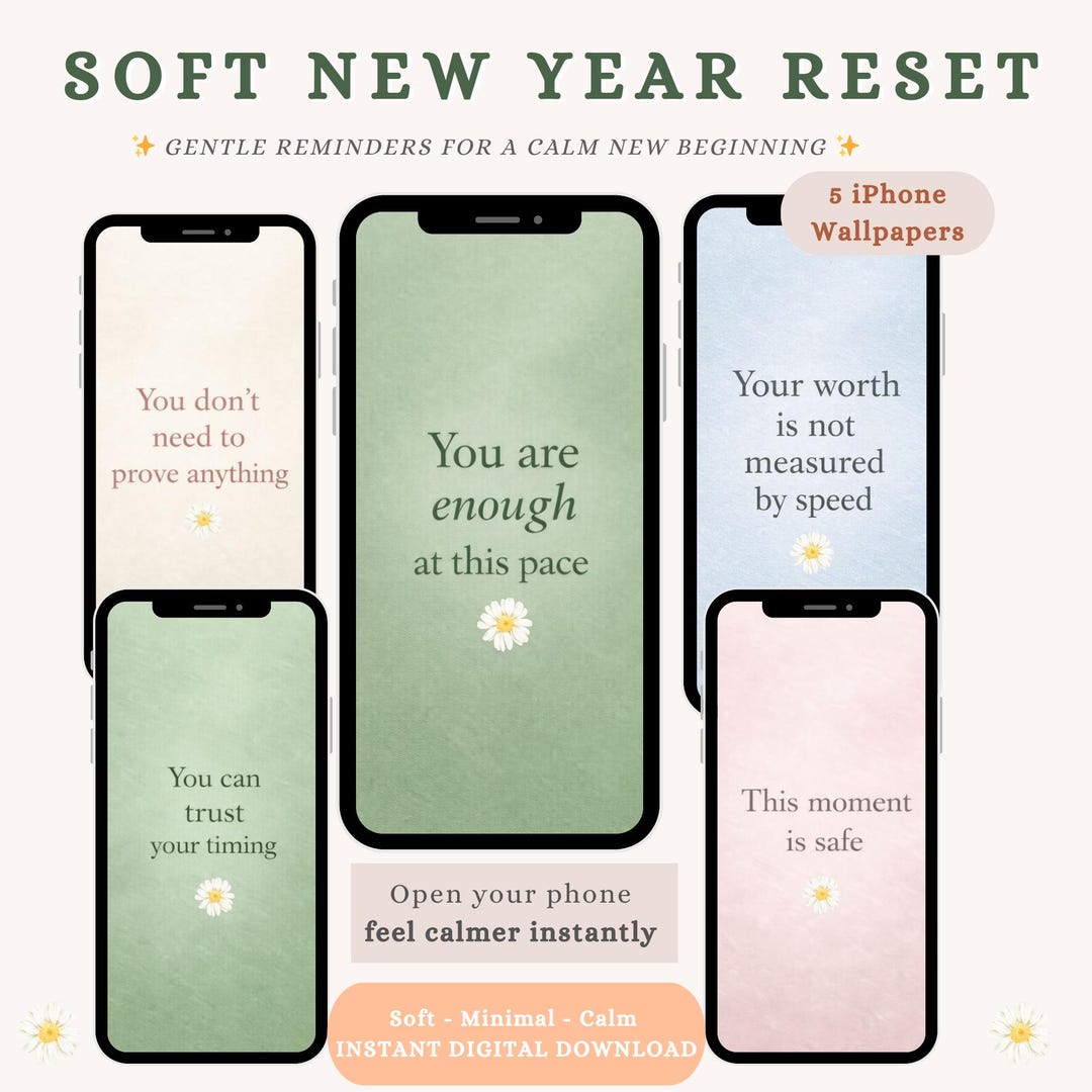 Soft New Year Reset Affirmation Phone Wallpapers - Calm Self Worth ...
