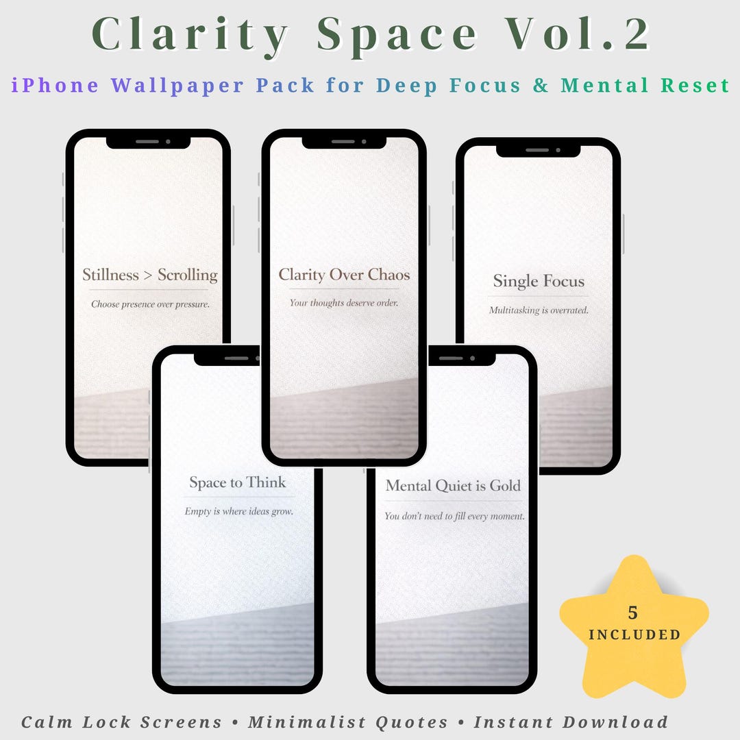 Minimalist iPhone Wallpaper Pack – Clarity Space, Calm Quotes (digital ...