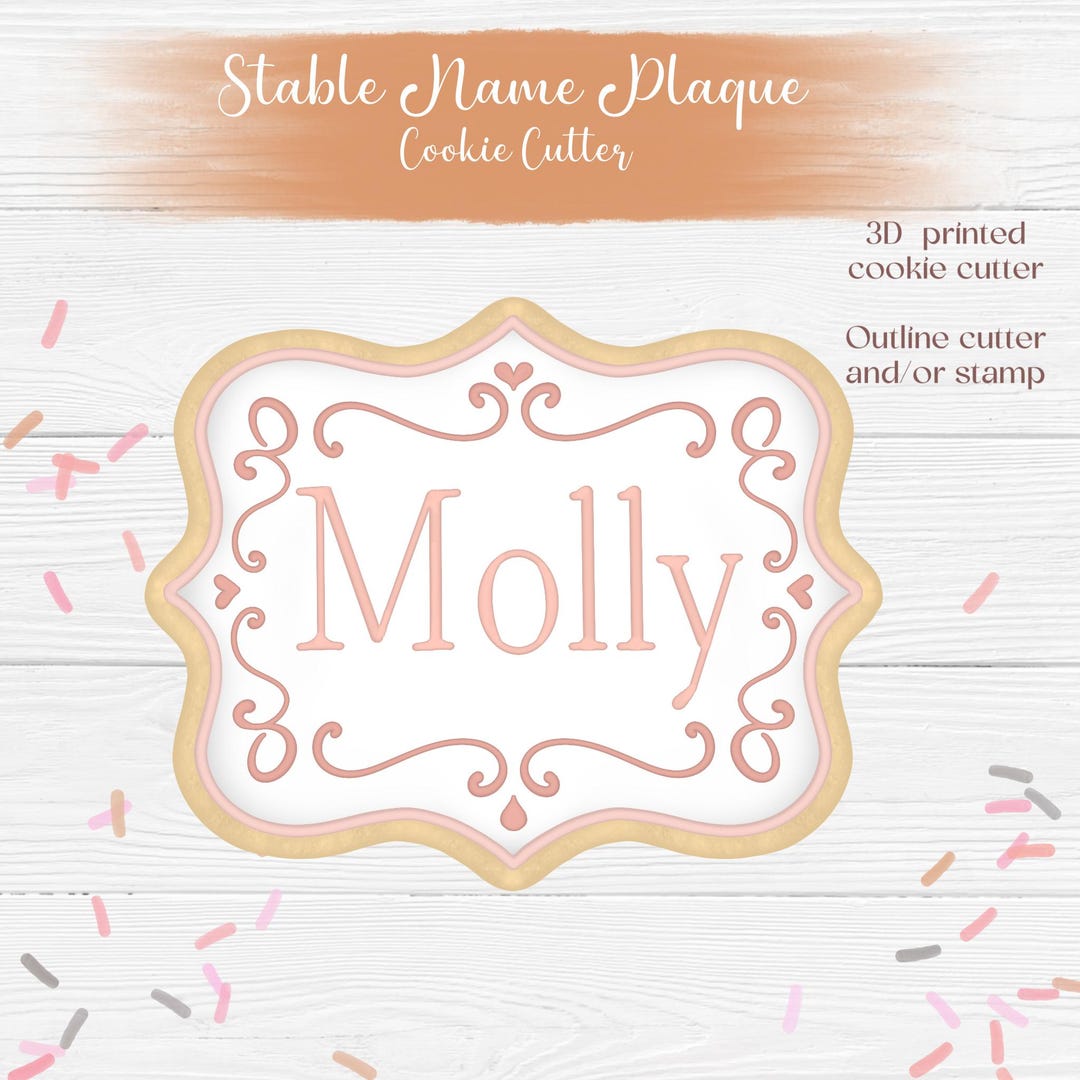 Pretty Name Plaque Cookie Cutter Personalized Stamp - Etsy