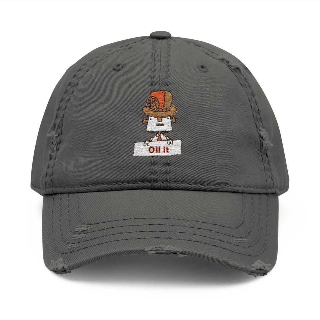 Vintage Robot With Top Hat Dad Hat |“oil It” Embroidered Dad Hat ...