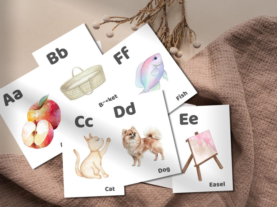 Watercolor Alphabet Flashcards | Nature ABC Cards for Kids | Printable ...