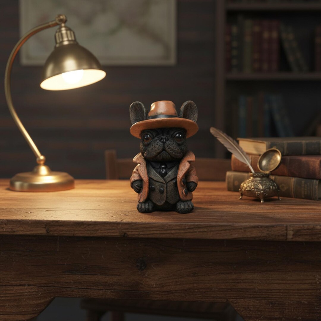 10cm Gentleman Bulldog Resin Desktop Statue, Small Ornament, Desk ...