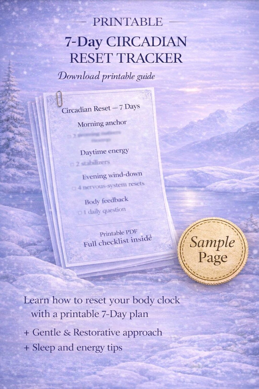 7-day Circadian Reset Tracker – Sleep & Energy Planner, Printable and ...