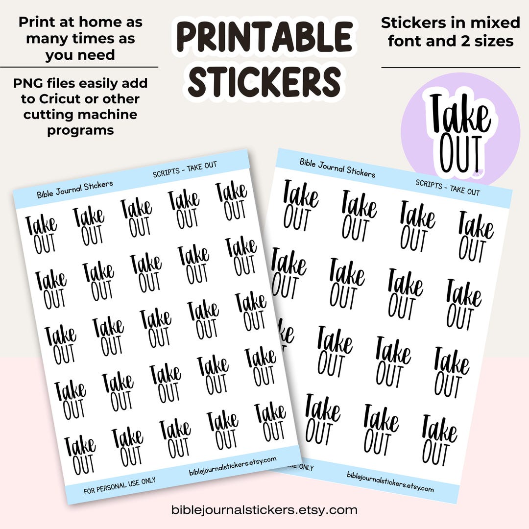 Take Out Script Printable Planner Stickers | Digital Planner Sticker ...