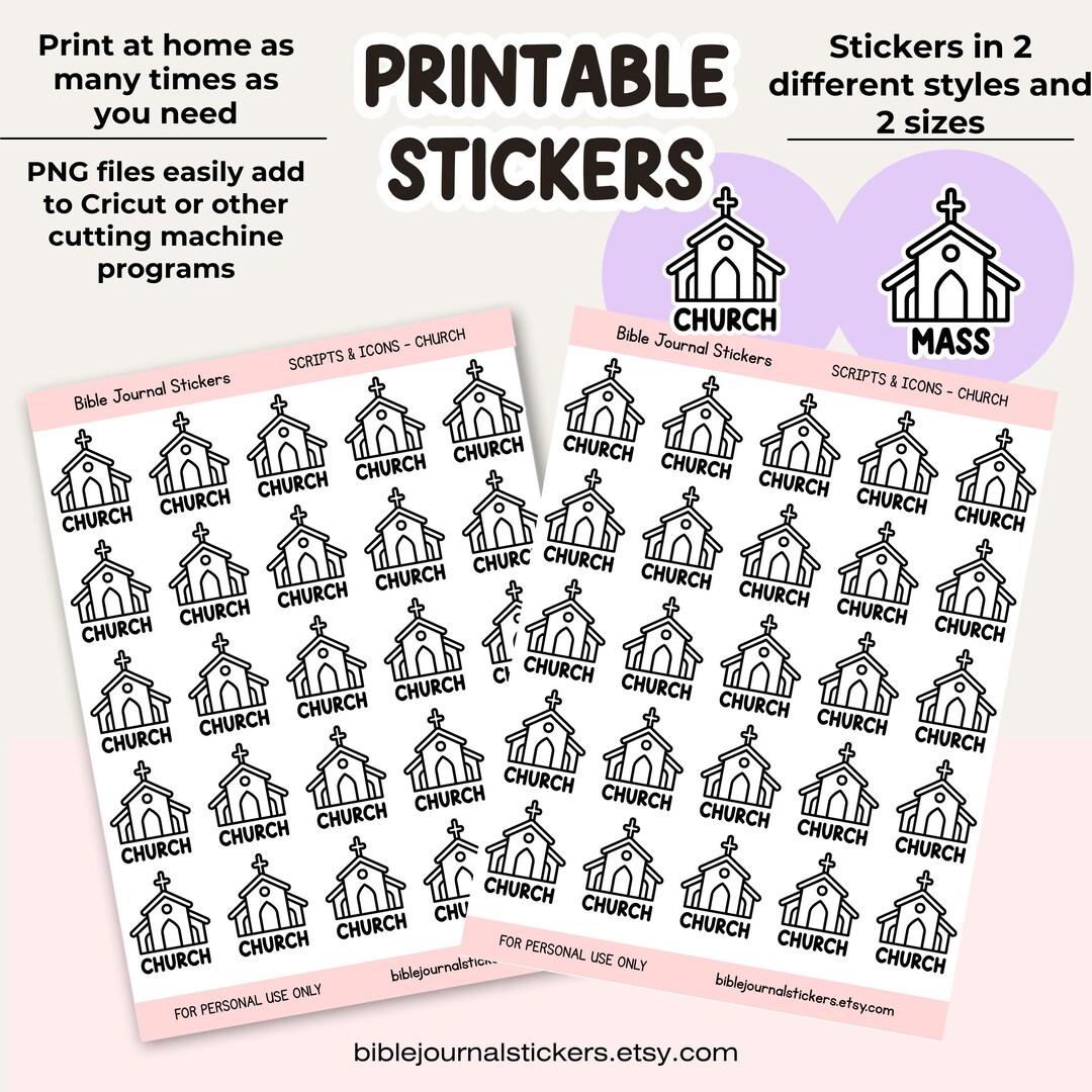 Church and Mass Icons Printable Planner Stickers | Digital Planner ...