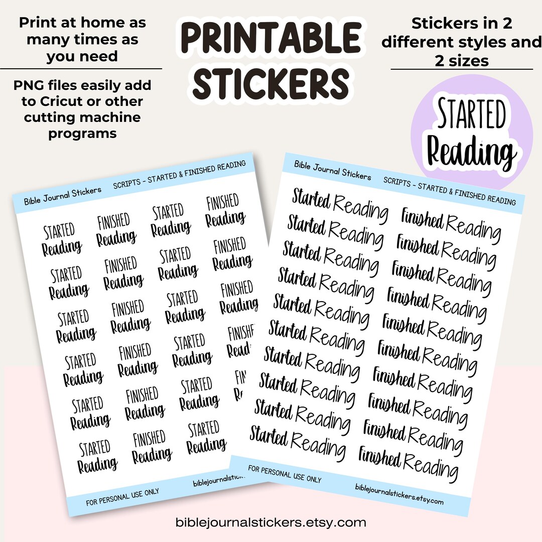 Started and Finished Reading Planner Stickers | Bullet Journal Bujo ...