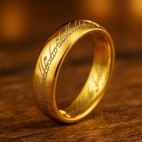 Engraved Sauron the One Ring Replica Elvish Script Ring Fantasy Jewelry ...