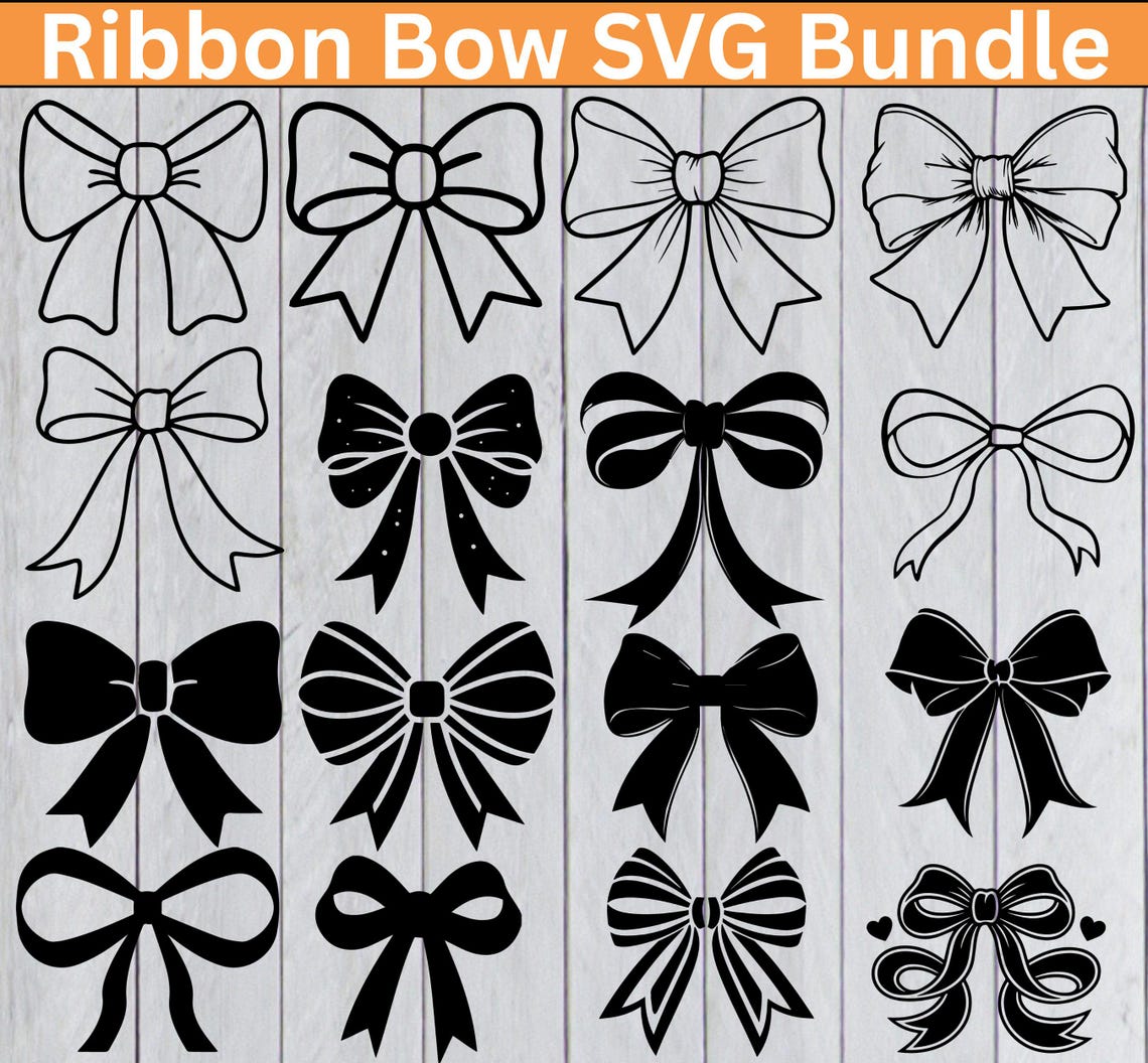 Ribbon Bow SVG Bundle | Cute Bow SVG | Hair Bow Cut Files | Bow Clipart ...