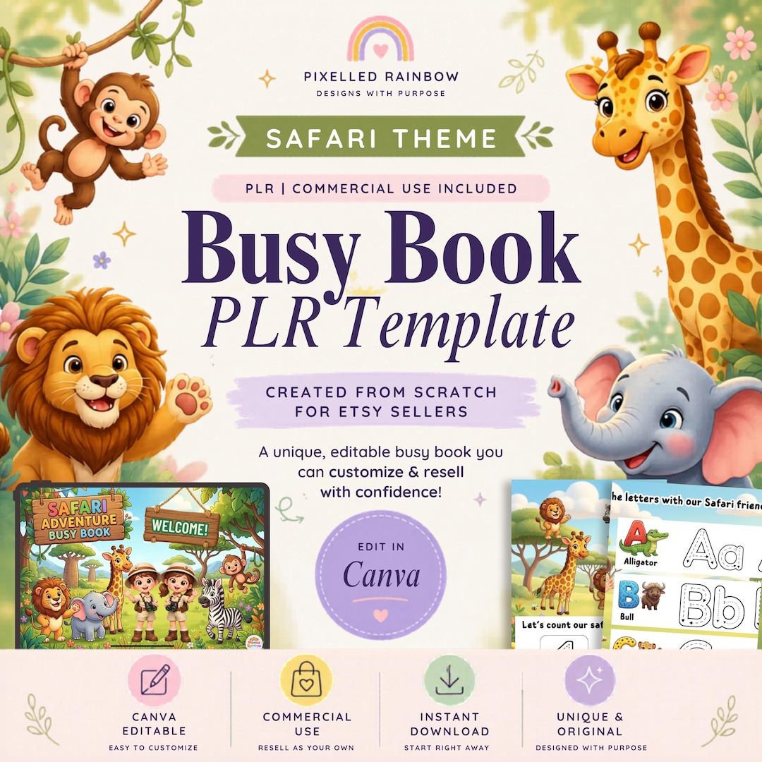 Unique Busy Book PLR Canva Template | Editable Preschool Learning ...