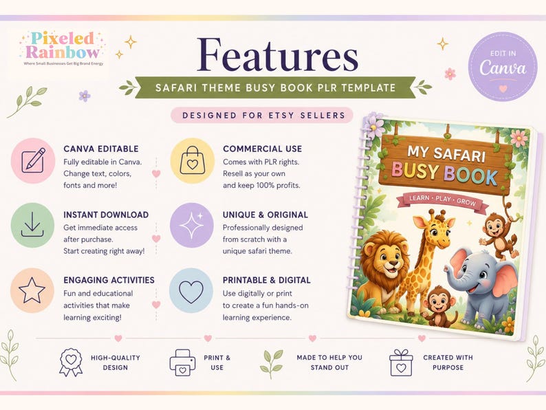 Unique Busy Book PLR Canva Template | Editable Preschool Learning ...