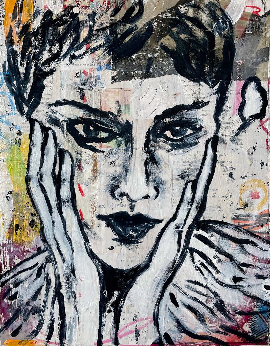 Open It / Original Painting on Wood Panel / Mixed Media / Double-sided ...