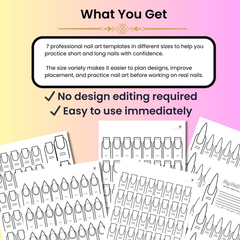 Nail Art Templates | Digital Nail Design Practice Sheets | Beginner ...