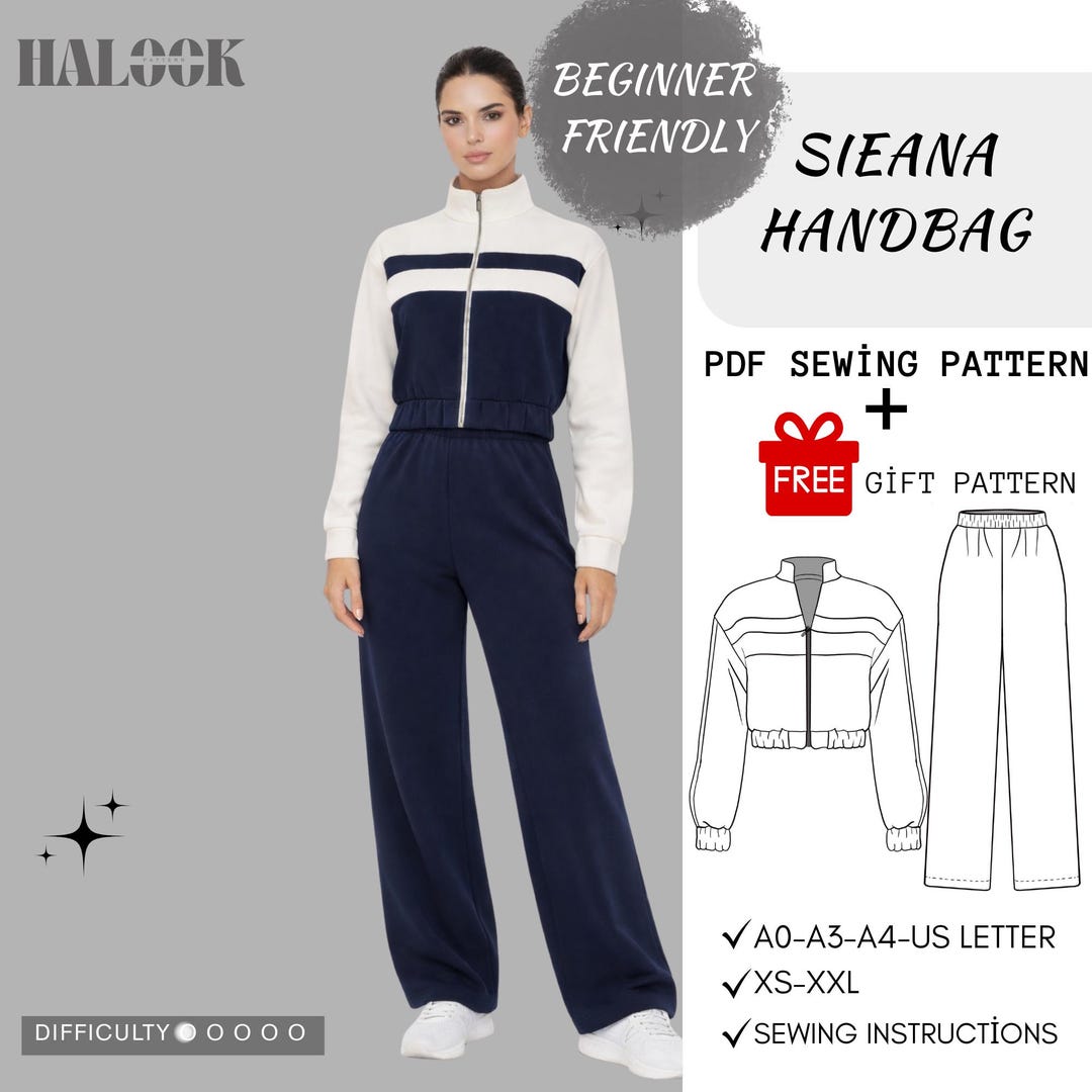 Lounge Sport Sweat-set Sewing Pattern PDF, Zip Jacket, Wide Leg ...