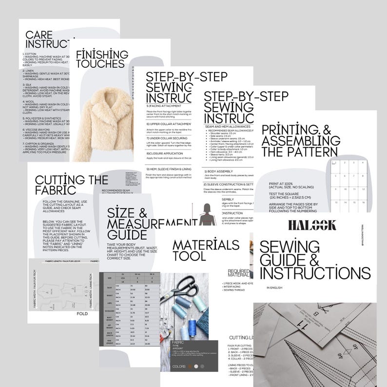 Faux Fur Cropped Jacket Sewing Pattern | Lapel Collar (PDF Pattern, XS ...