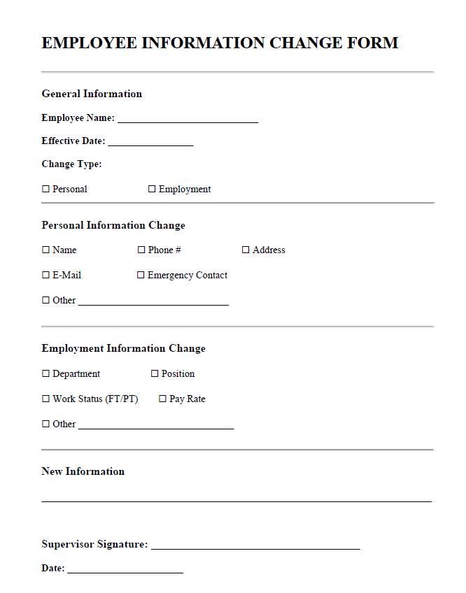 Employee Information Change Form - Etsy