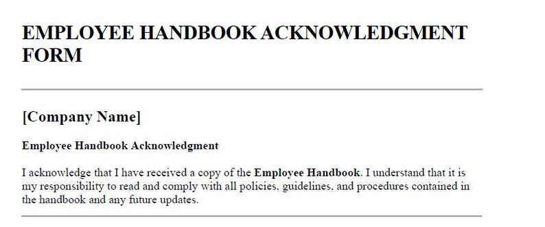Employee Handbook Acknowledgment Form - Etsy