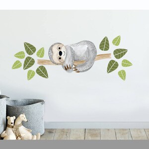 Baby SLOTH Wall Decal Watercolor Fabric Stickers Sloth Nursery Decor ...