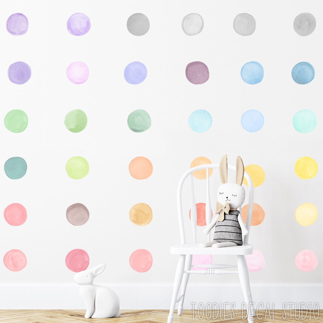 Pastel Dots Fabric Wall Decals, 36 Circle Stickers, Toodles Decal ...