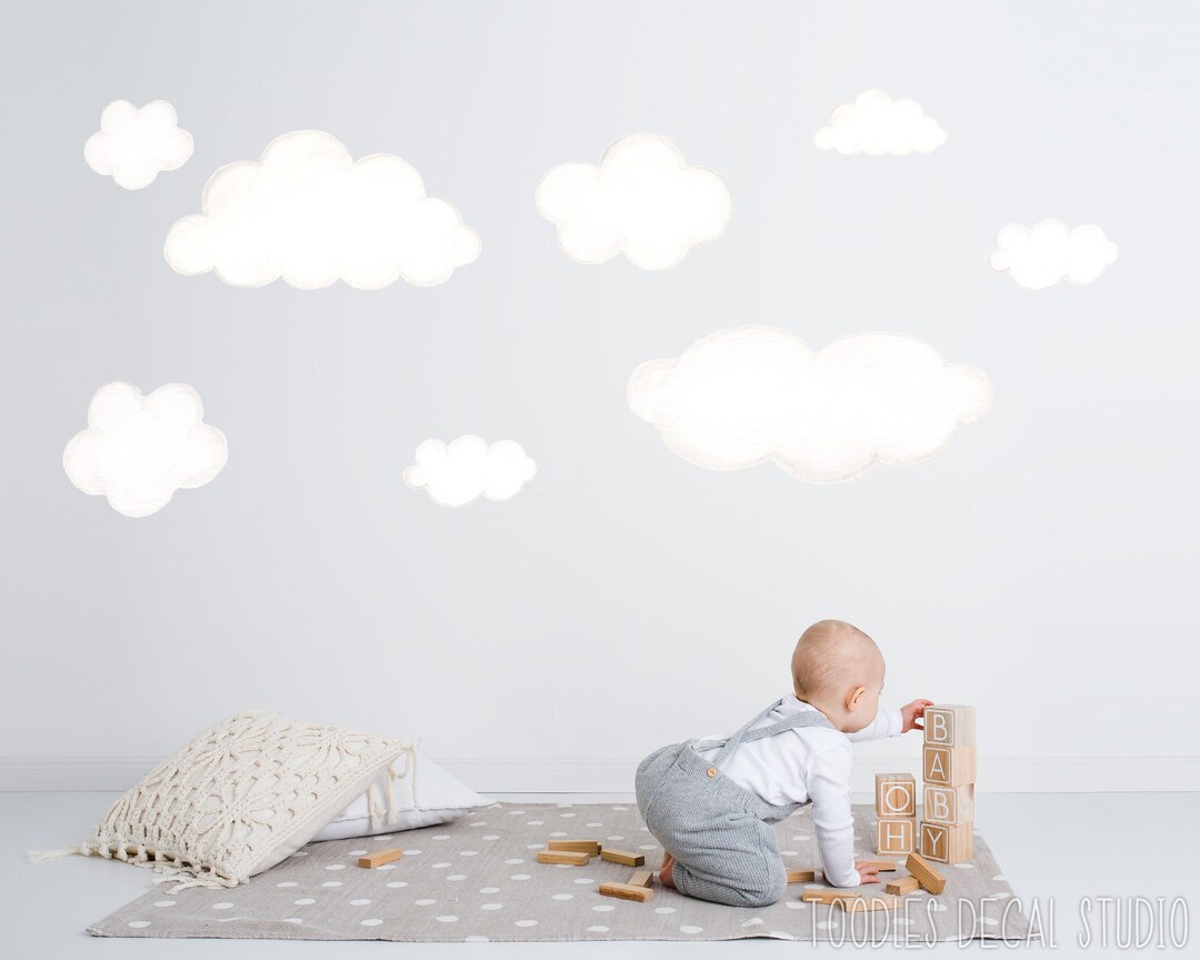 Fabric Wall Decal Nursery Decor Large Cloud Stickers Toodles Decal ...