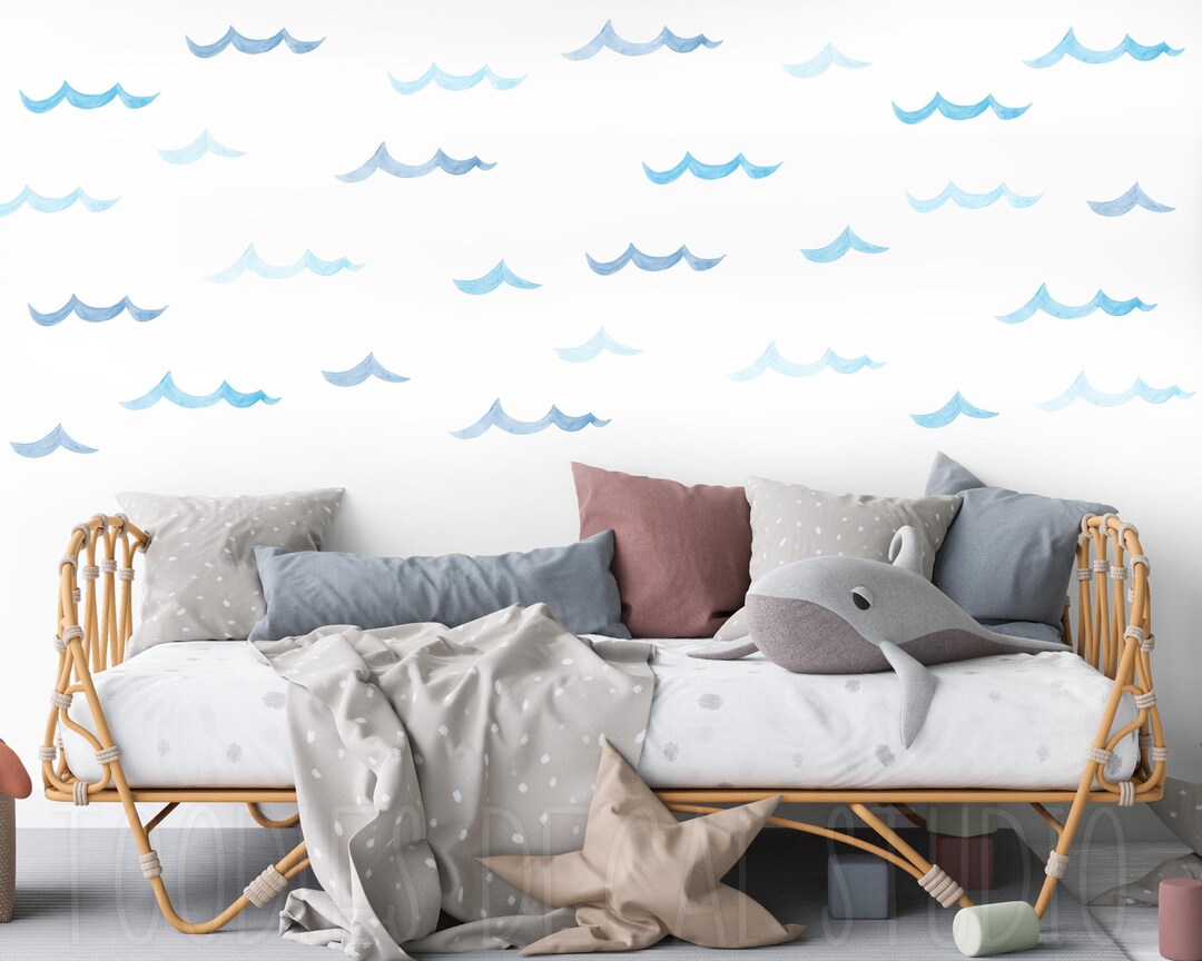 Wave Wall Decals, Ocean Wall Stickers, Kids Beach Wall Art, Removable ...