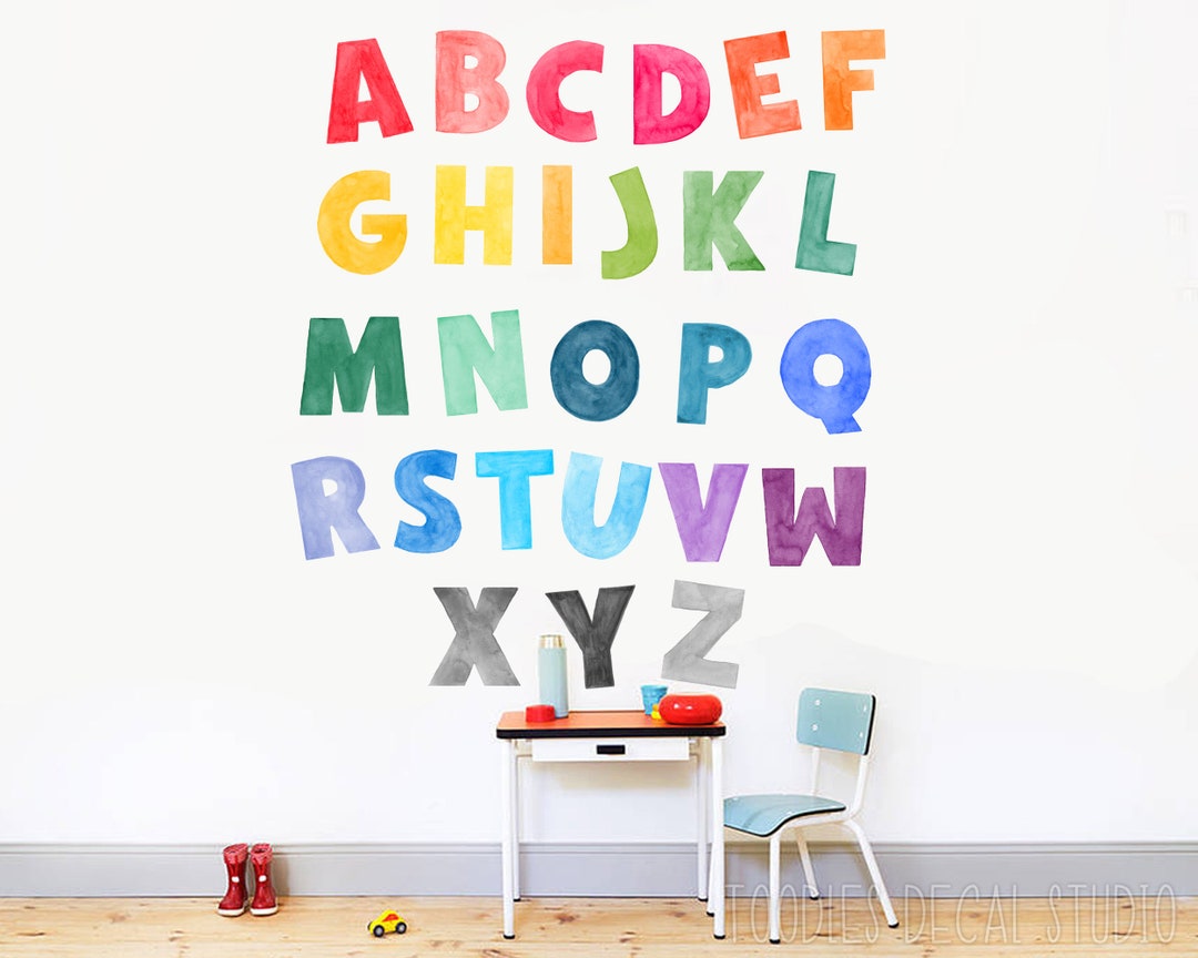 Uppercase Letters Playroom Decals, Fabric Wall Decal, Repostitionable ...
