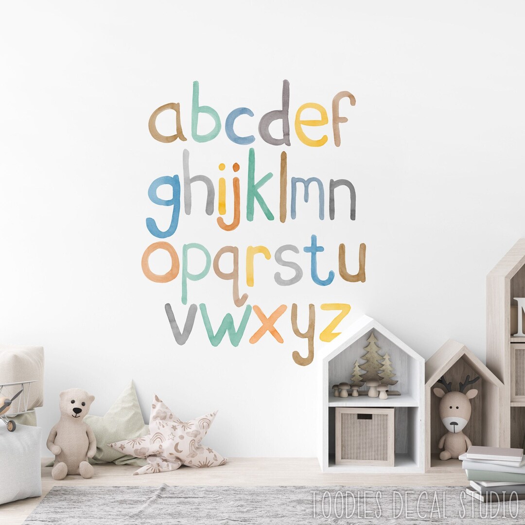 Alphabet, Fabric Wall Decal, Neutral Colors, Toodles Decal Studio - Etsy