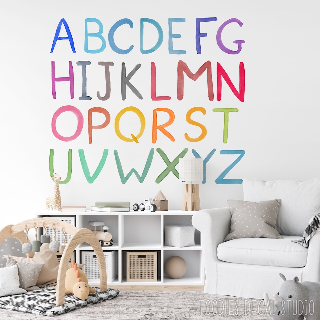 Rainbow Uppercase Letters Fabric Wall Decals Kids Nursery Decor ...