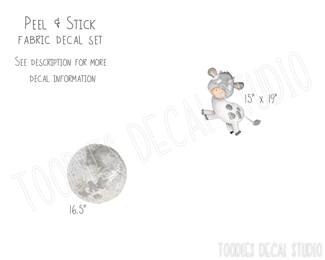 COW Fabric Decal Cow Jumped Over Moon Nursery Decor - Etsy