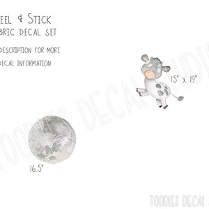 COW Fabric Decal Cow Jumped Over Moon Nursery Decor Watercolor Wall ...